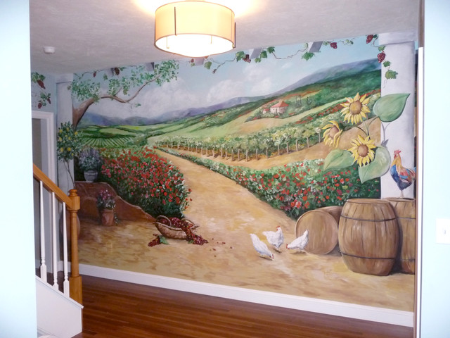 Tuscan Vineyard Landscape Mural - Mediterranean - Hall - Boston - by ...