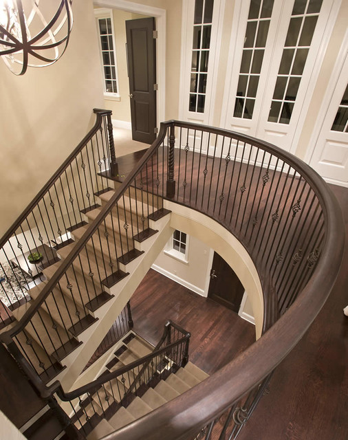 Upstairs Hallway and Staircase Rail - Transitional - Staircase ...