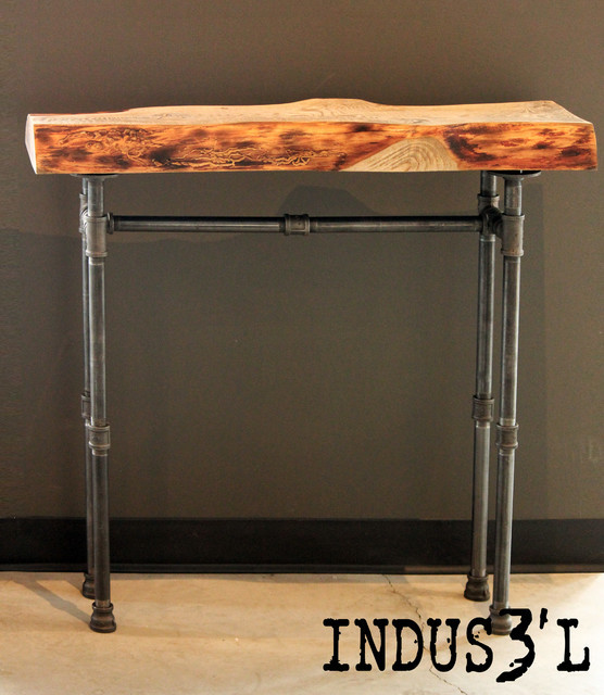 Wood and Pipe Console Table - Rustic - Hall - Montreal - by Wood & Iron ...