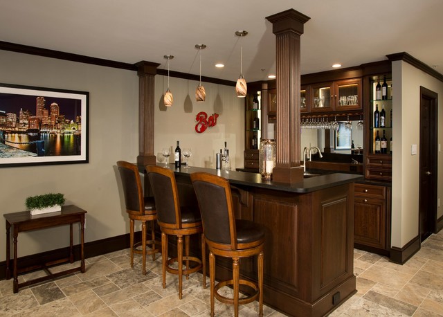 A DARK-WOOD GENTLEMAN’S BAR - Traditional - Home Bar - DC Metro - by ...
