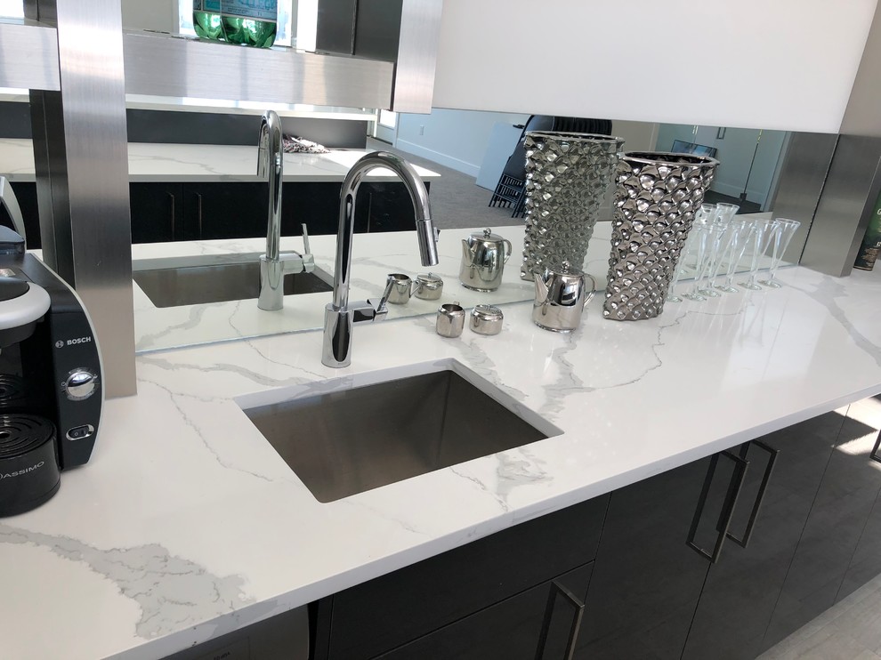 Artemis Calacatta & Pure white quartz - Modern - Home Bar - Edmonton ...