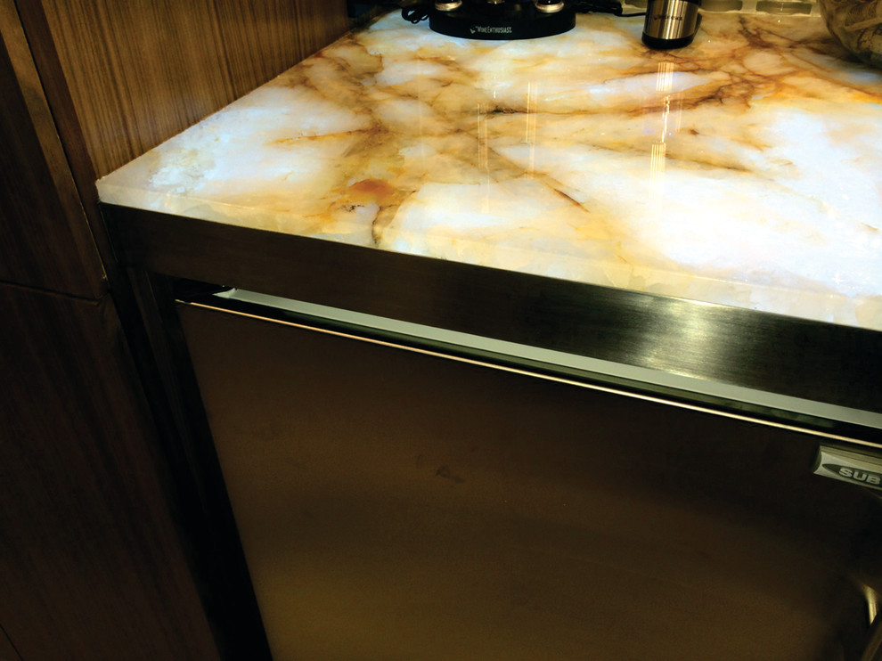 Backlit Onyx Downstairs Bar, Texas - Traditional - Home Bar - Dallas ...