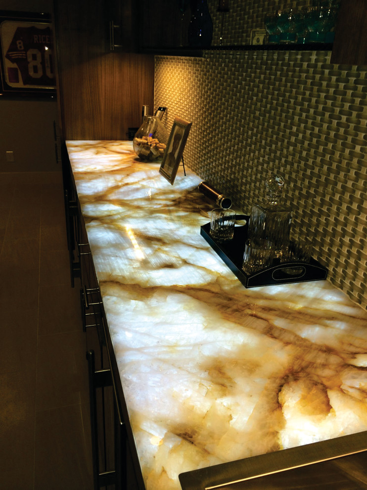 Backlit Onyx Downstairs Bar, Texas - Traditional - Home Bar - Dallas ...