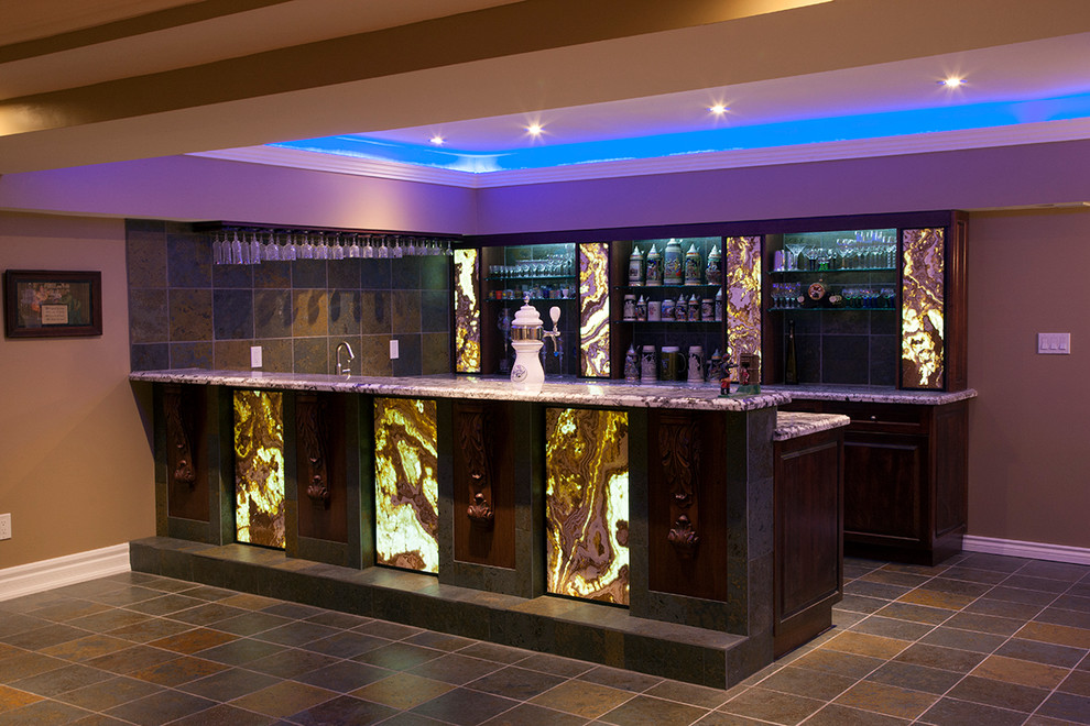 Bar - Led lit Tiger Onyx accents - Traditional - Home Bar - Toronto ...