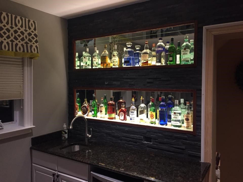 bar shelving - Modern - Home Bar - Detroit - by MSA Construction | Houzz