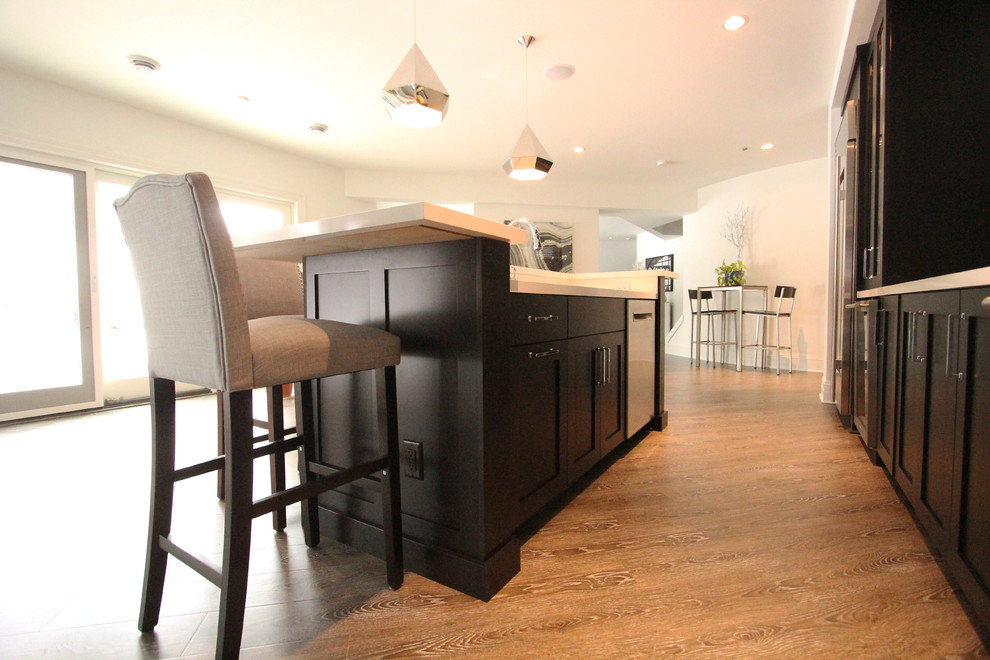 Basement Bar with Island with Bar Height Seating in U-Shape - Modern ...