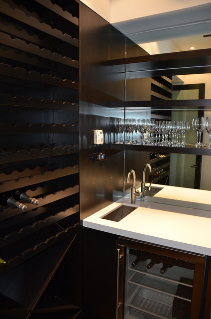 Black Stained Walnut Wine Rack & Bar - Modern - Home Bar - San ...