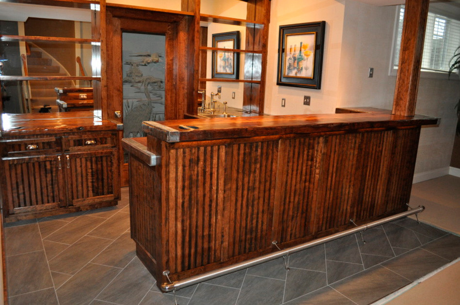 Built in nautical bar with Liberty ship hatch covers - Beach Style ...