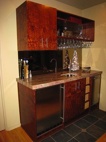 Exotic Chenille Mahogany Wet Bar - Transitional - Home Bar - Sacramento ...
