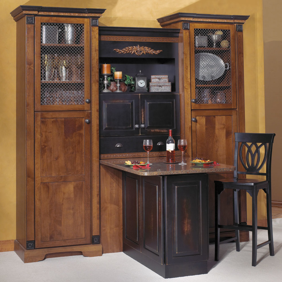Fieldstone Cabinetry Two-Tone Bar Area with Seating - Traditional ...