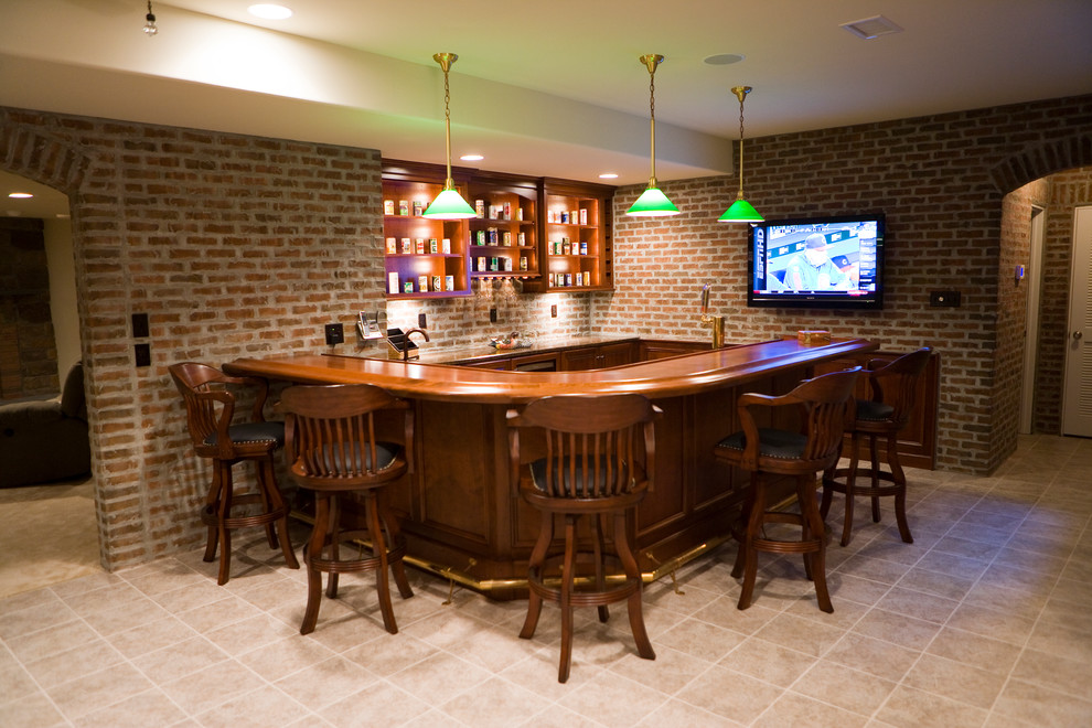 Finished Brick Basement Bar Room/Game Room - Home Bar - Philadelphia ...