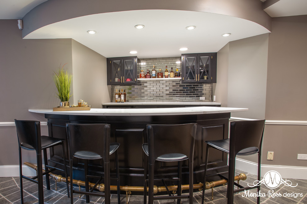 Glam Basement Bar - Modern - Home Bar - Chicago - by Monika Ross | Houzz