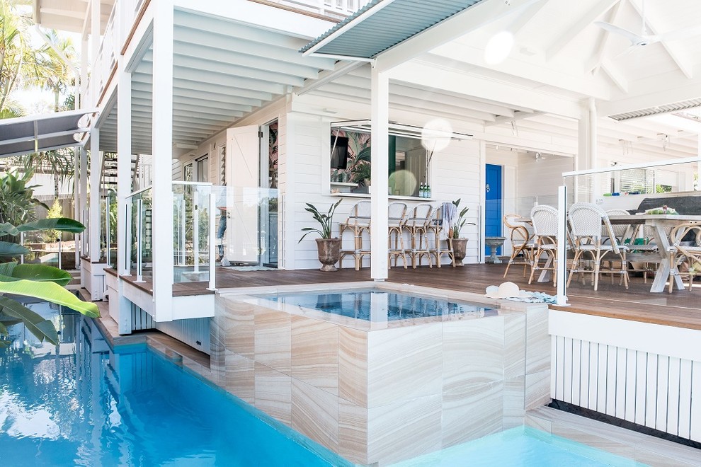 Island style Pool bar + Powder room - Beach Style - Pool - Sunshine ...