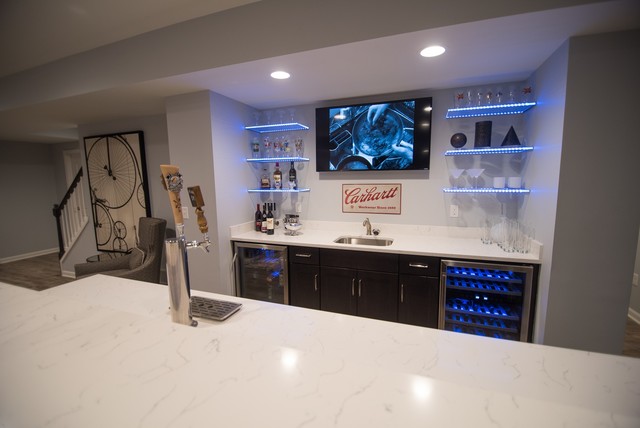 LED-Back-lit Bar - Modern - Home Bar - Detroit - by Finished Basements ...