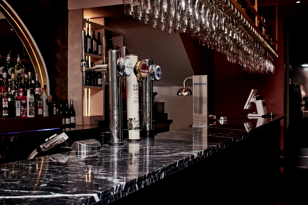 Luxurious Bar with Nero Marquina Marble - Modern - Home Bar - London ...