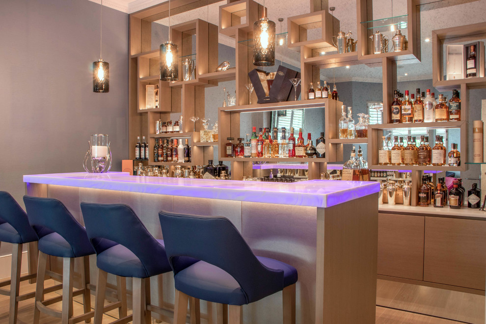 Luxury Bespoke Bar with White Onyx Backlit Worktop - Modern - Home Bar ...