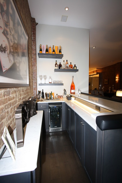Manhattan NY Residential Bar and Butler's Pantry with Sliding Ladder ...
