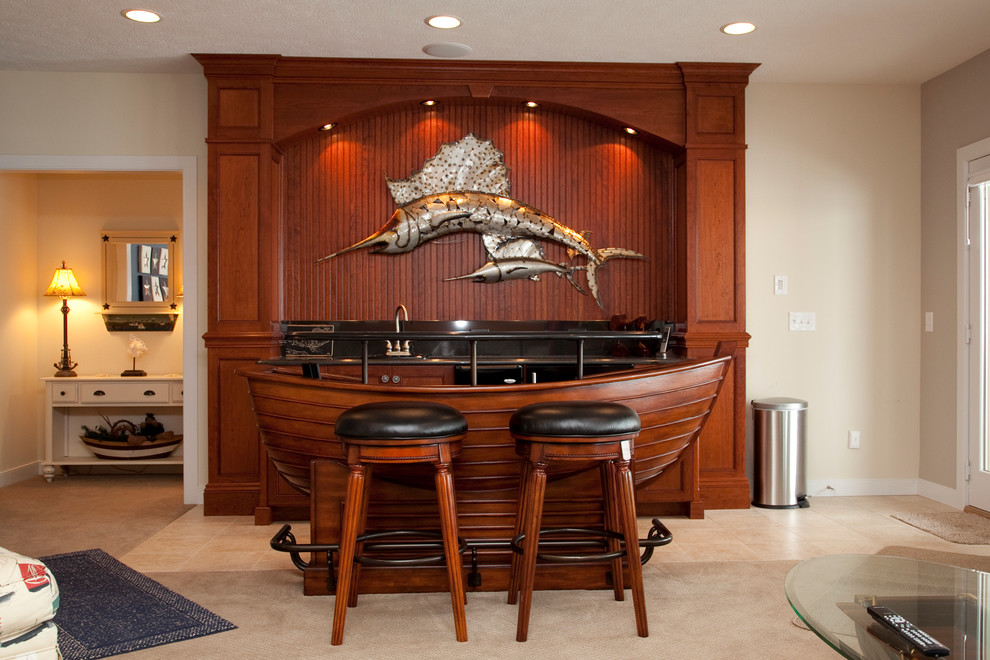 Northeast Coastal Home - Beach Style - Home Bar - Cleveland - by Linda ...