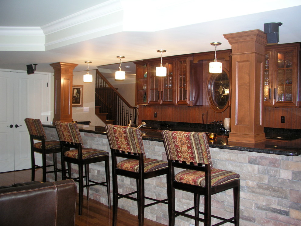 Remodels | Wood & Stone Basement Bar - Traditional - Home Bar - St ...