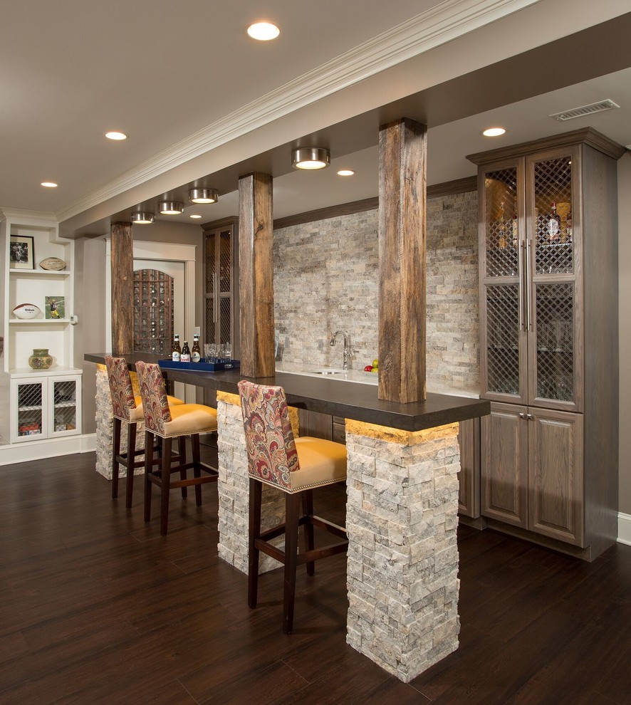 RUSTIC STONE & RECLAIMED WOOD BAR - Rustic - Home Bar - DC Metro - by ...