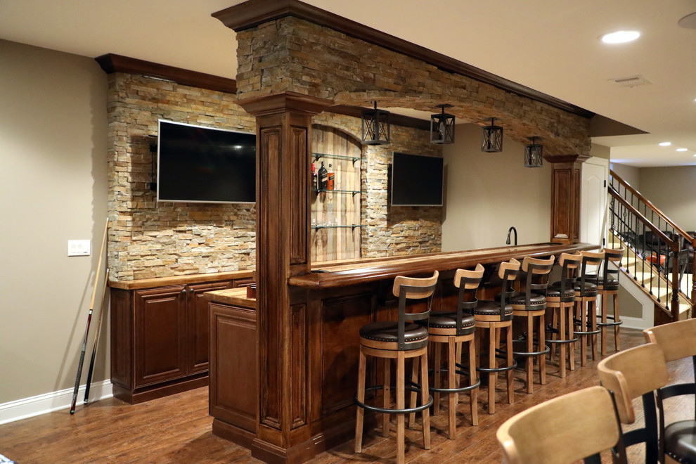 Rustic Style Basement Bar Rustic Home Bar New York By