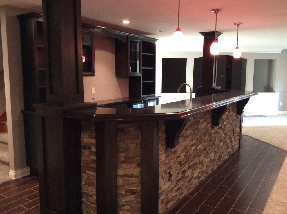 Stone Face Bar - Home Bar - Detroit - by Chestnut Home Builders | Houzz