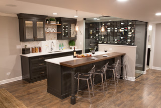Tower Lakes Basement Renovation - Transitional - Home Bar - Chicago ...