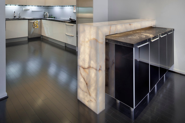 University Place Crystal Quartzite Backlit Bar - Modern - Home Bar ...