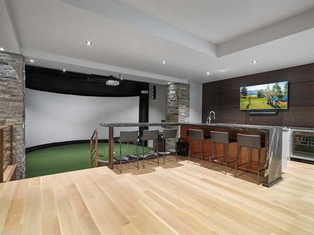 Wedgewood - Golf Simulator - Contemporary - Home Bar - Edmonton - by ...