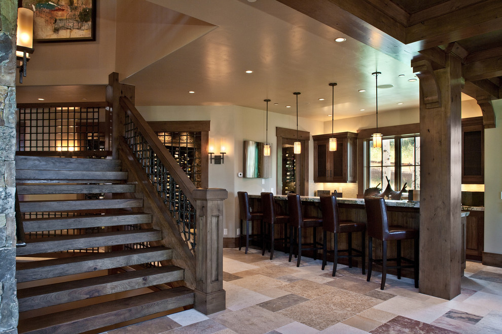 wet bar and custom stair - Transitional - Home Bar - Salt Lake City ...