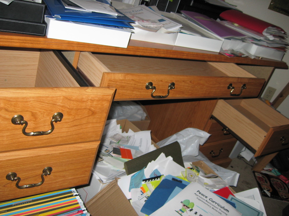 A cluttered desk- in progress. - Traditional - Home Office - Denver ...