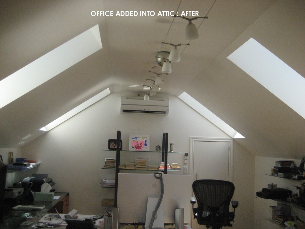 Added office addition into attic - Contemporary - Home Office ...