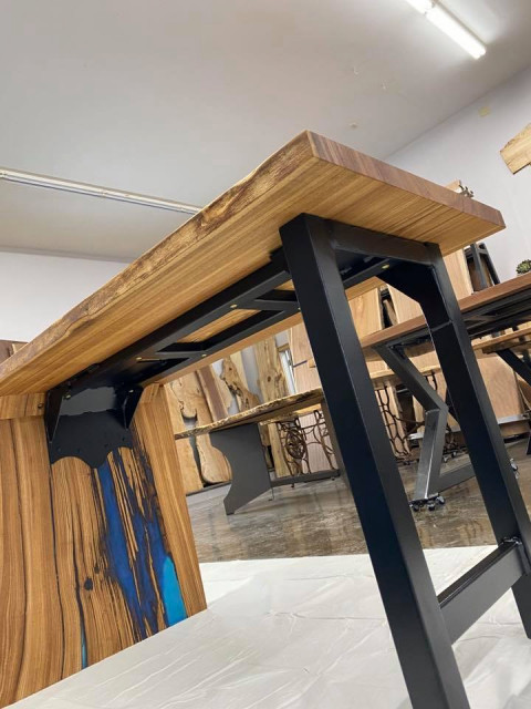 American red elm blue epoxy waterfall desk - Contemporary - Home Office ...