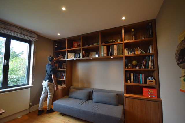 Bespoke Walnut Library With Seating - Wimbledon, London. - Modern ...