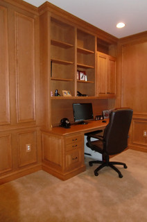 Cherry Home Library with French doors - Traditional - Home Office - New ...