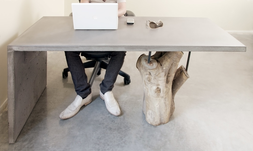 Concrete, Steel, and Wood Desk - Modern - Home Office - Los Angeles ...