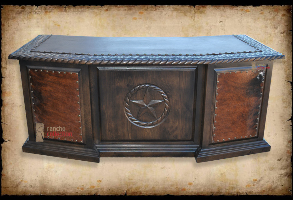 Conquistador Western Desk with Leather - Southwestern - Home Office ...