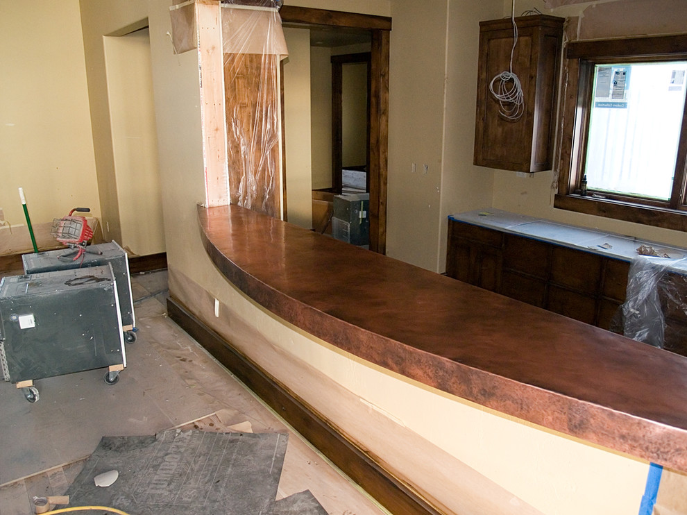 Copper Countertop with large front edge and curve - Traditional - Home ...
