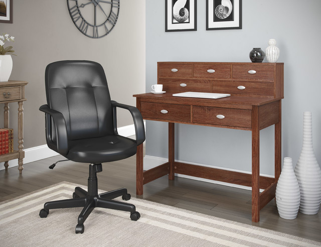 Corliving Folio 2-Piece Warm Oak Desk And Office Chair Set - トランジショナル ...