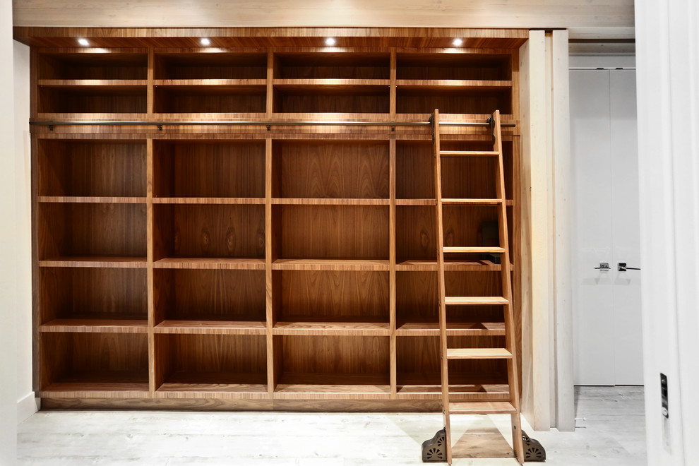 Custom built Solid Walnut Wood Rolling Library Ladder - Asian - Home ...