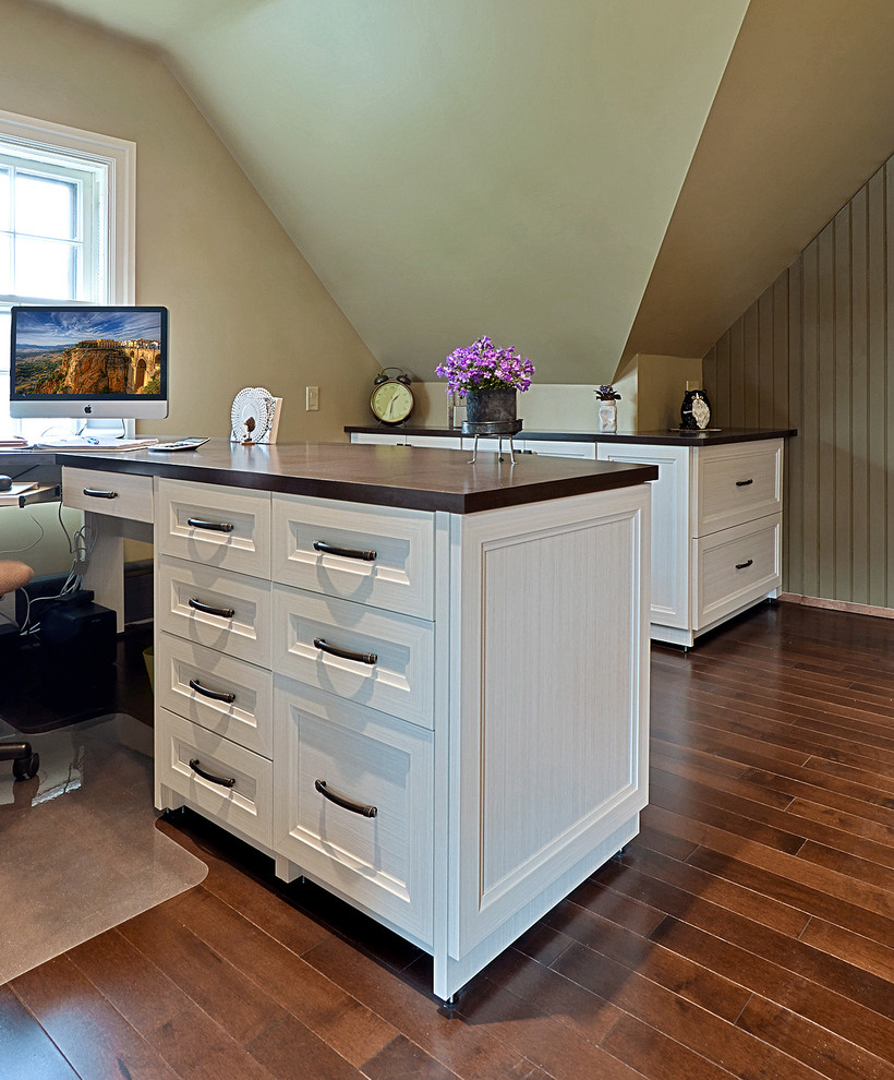 Custom Home Office Workstation With Additional Storage - Transitional ...