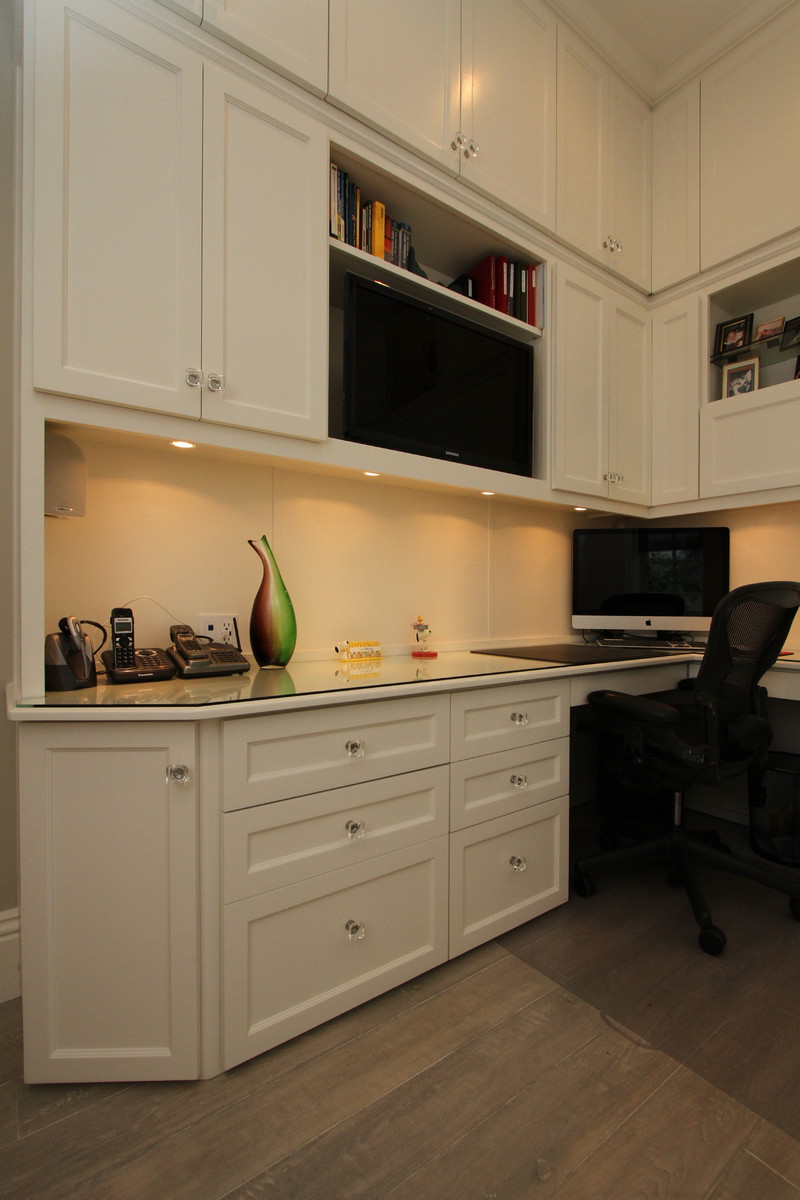 Custom White Office with Wallbed - Transitional - Home Office - Orange ...