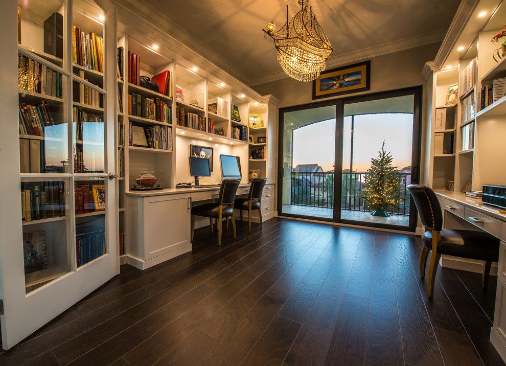 Home Office With Custom Built Ins - Transitional - Home Office - Orange ...