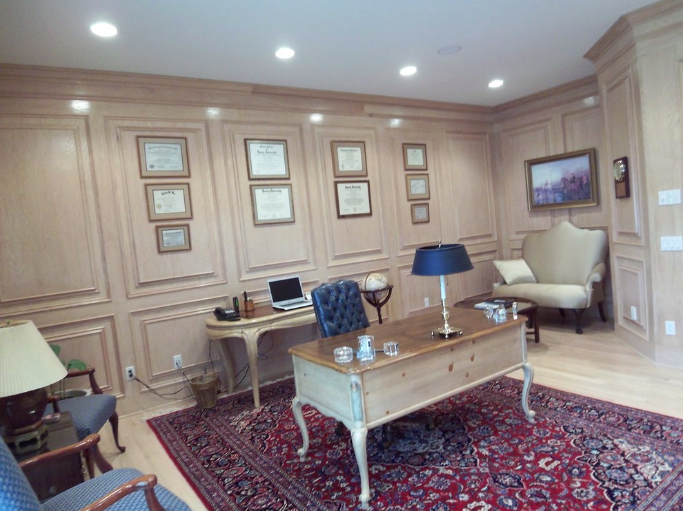 Judges panels across from bookcase - Traditional - Home Office ...