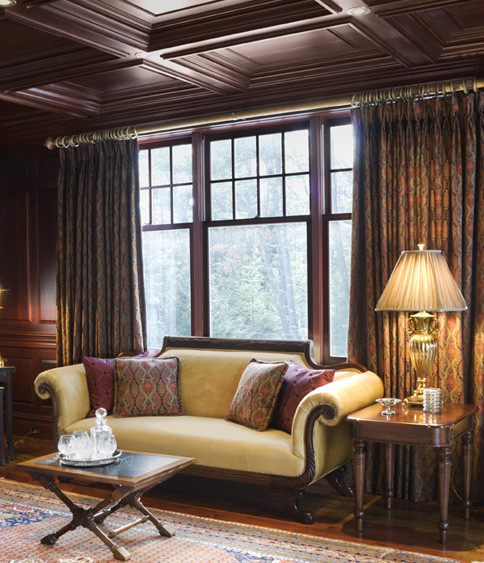 Library with Coffered Ceiling - Classique - Bureau à domicile - Boston ...