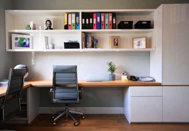 Light & Bright Modern Home Office With Oak Worktops - Thames Ditton ...