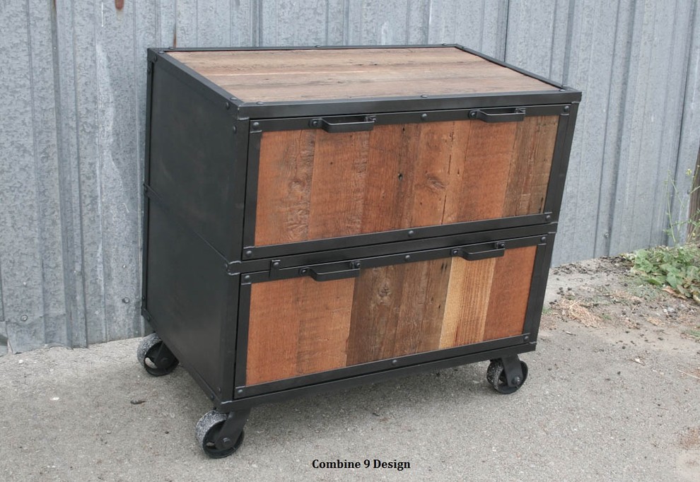 Modern Industrial File Cabinet. Reclaimed Vintage Wood. Filing Cabinet ...