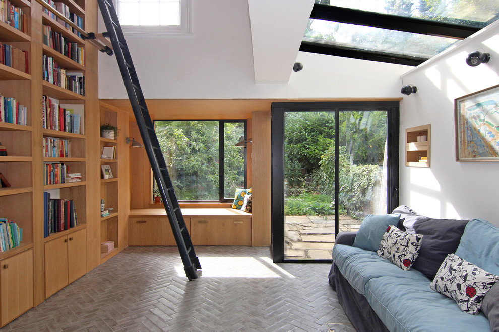 Oak Double Height Library and Windowseat - Modern - Home Office ...