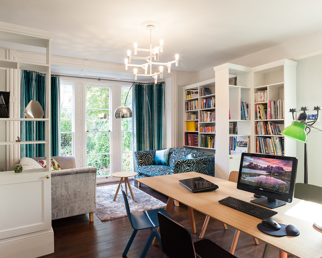 Period house, mezzanine library - Transitional - Home Office ...