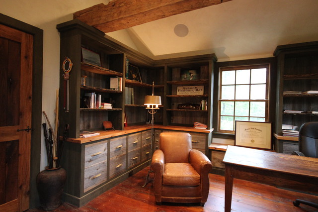 Rustic home office - Custom Reclaimed Wood Millwork - Rustic - Home ...